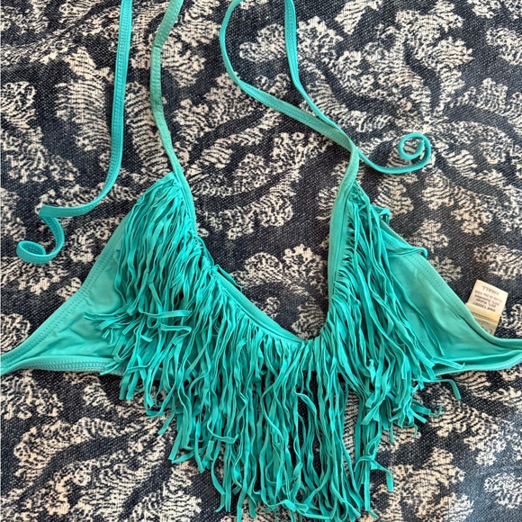 l*space | Swim | L Space Fringe Teal Bikini Top | Poshmark